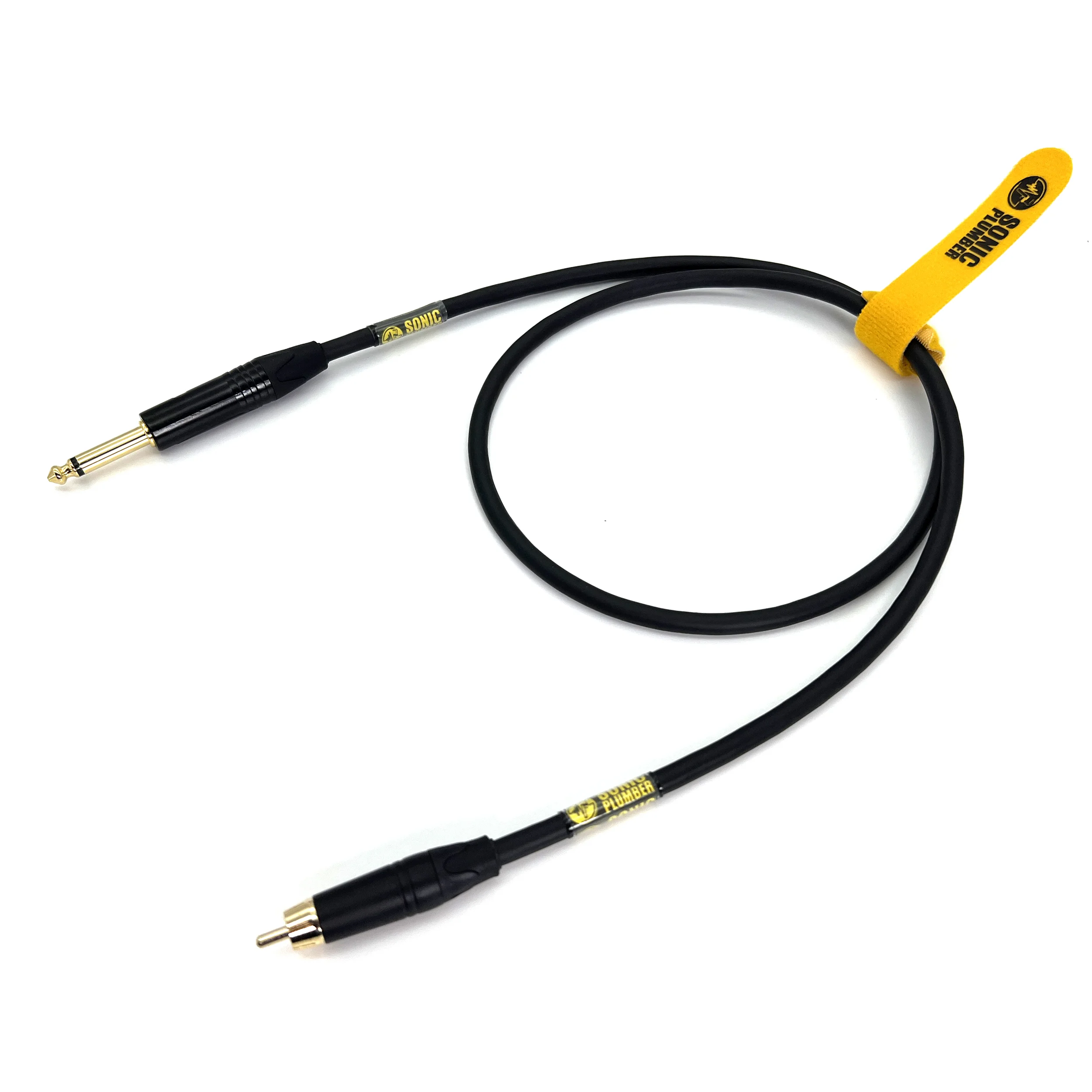 Sonic Plumber Black and Gold RCA to 6.35mm (1/4") TS Cable