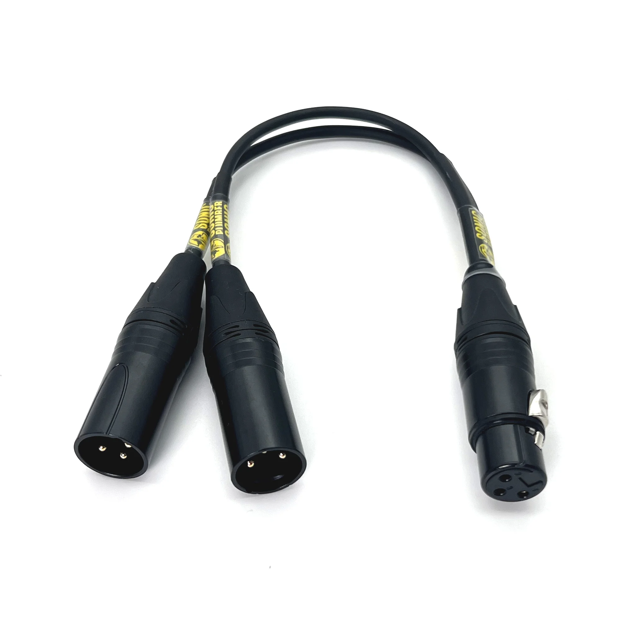 Sonic Plumber Black and Gold XLR Female to Twin XLR Male Y Cable